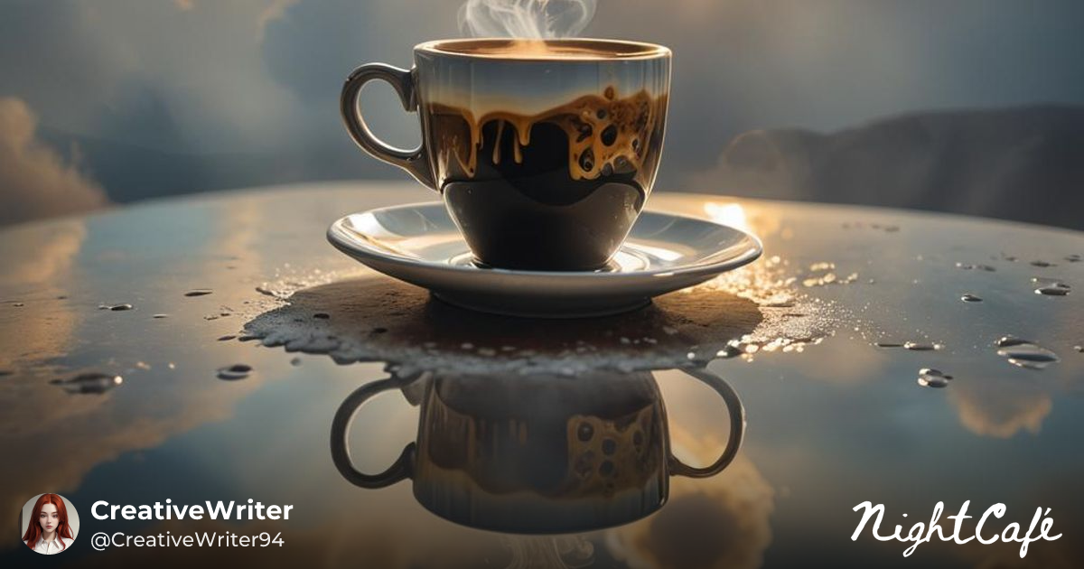 Good morning - Surreal World Reflected in Steamy Coffee Cup