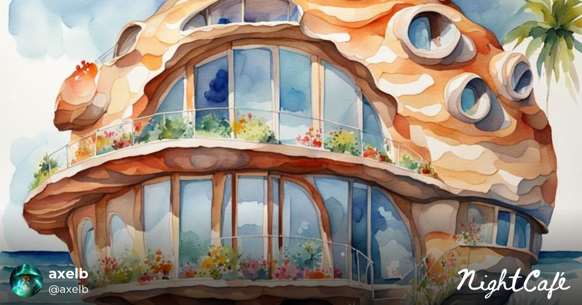A sea shell-house 2 - Seashell House Watercolor Painting in ...