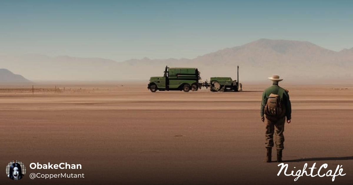 Post-Apocalyptic Cowboy at Desert Truck Stop - AI Art