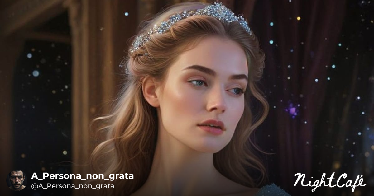 Emily's stunning evening gown woven from the depths of a vibrant cosmic ...