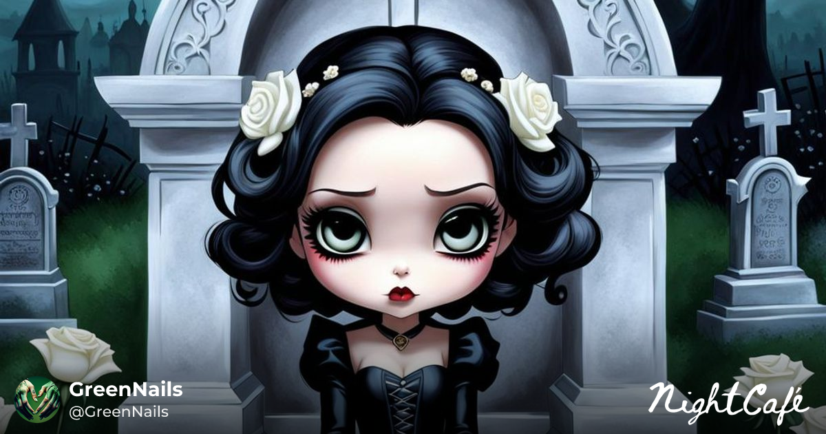 Tragic Love by Tim Burton - Chibi Widow in Graveyard: A Got...