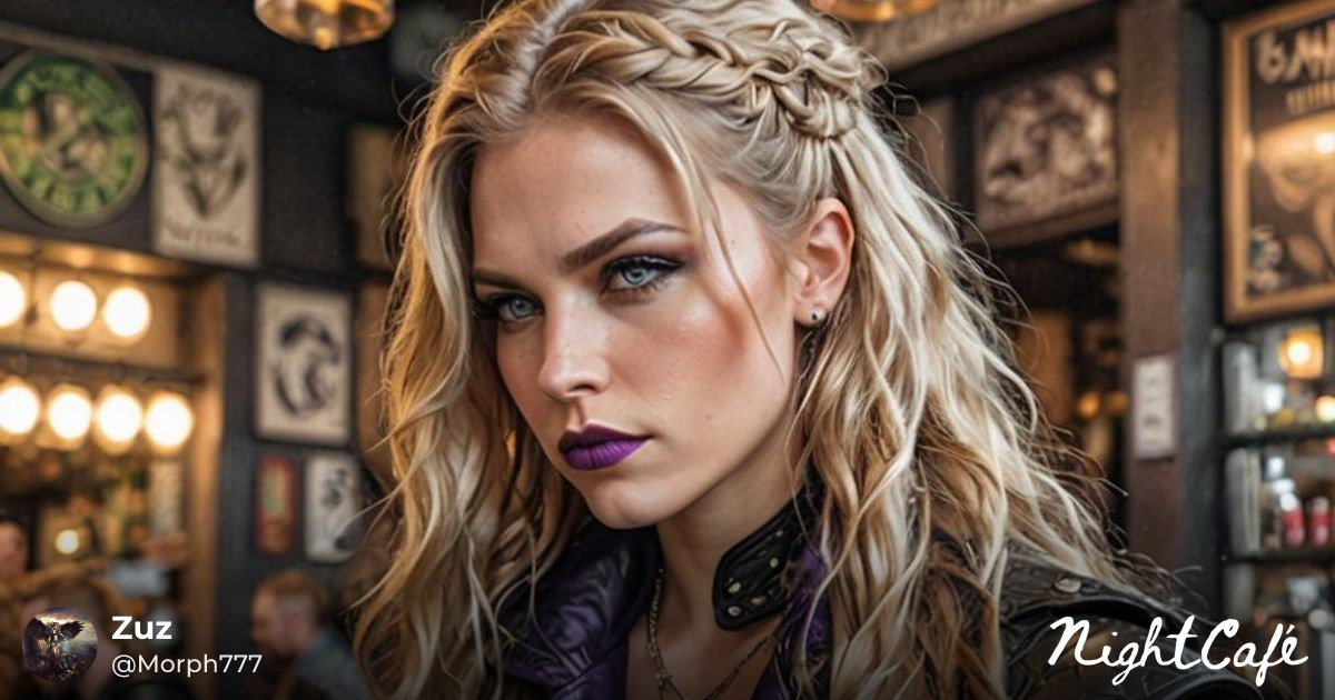 Valkyrie in Cafe with Viking and Metal Style - AI Art