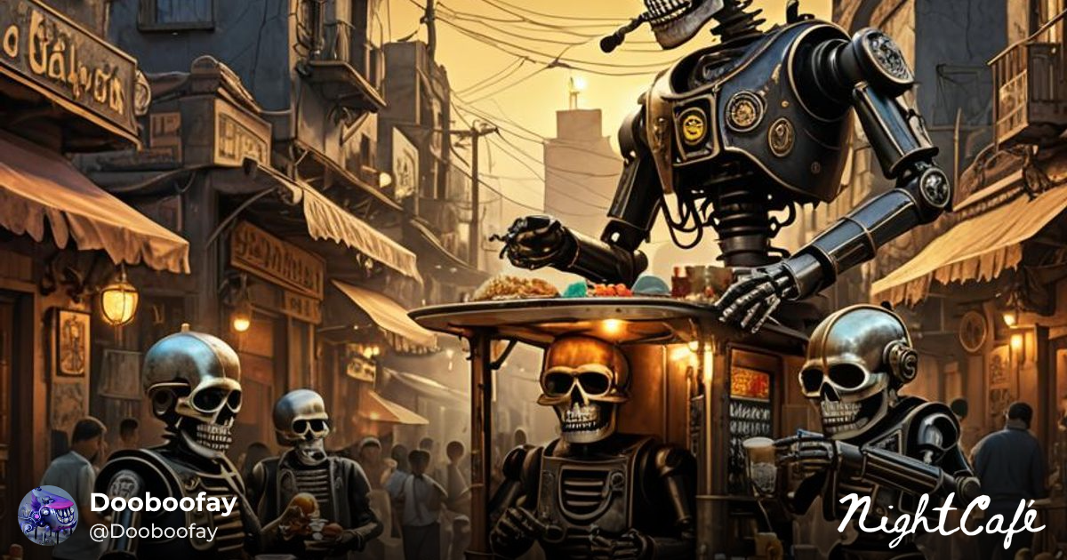 Steampunk Robot Mariachis Celebrate Day of the Dea... - AI Art