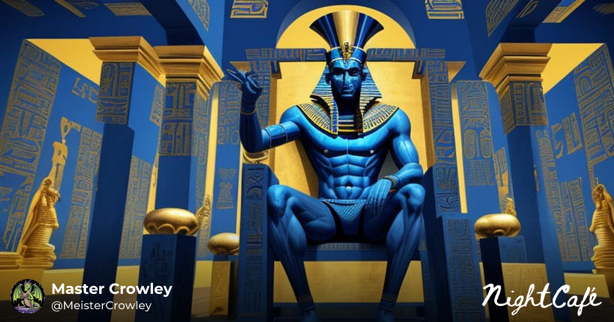 Egyptian Pharaoh in Vibrant Blue Cubist Masterpiec... - AI Art