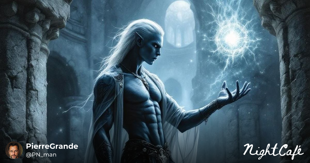 Dark Magic - Drow Elf Summons Magic in Color Pencil Style