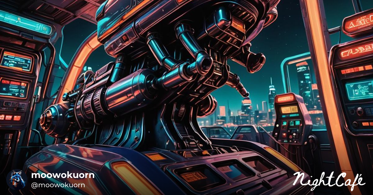 Alien Gas Station - Surreal Alien Gas Station with Retro-Fut...