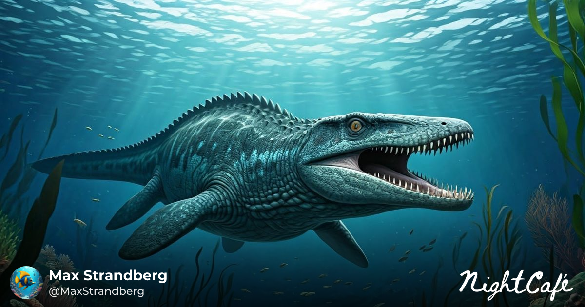 Retro mosasaurus, detailed painting, realistic picture, under water ...