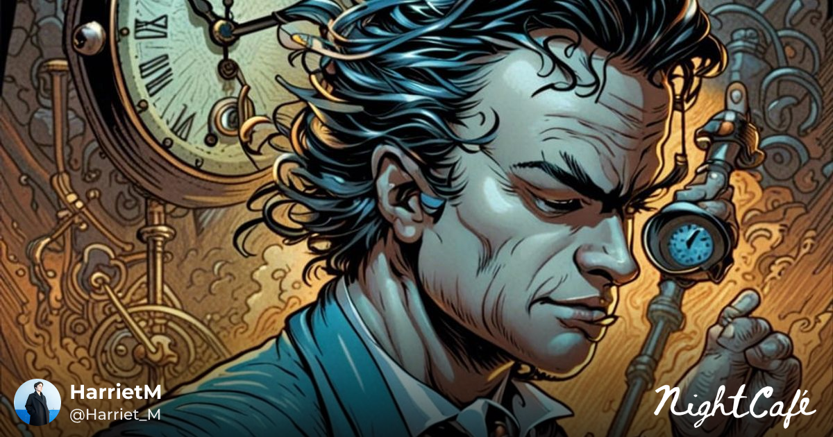 Dynamic Comic Art: Clocks and Figures - AI Art