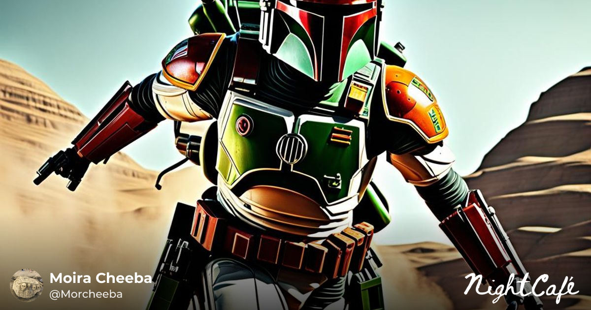 Boba Fett, flying, jetpack, gun battle