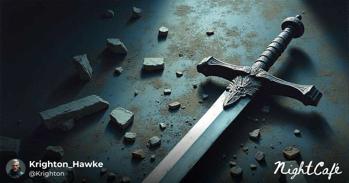 Shattered but not broken - Dramatic Broken Sword in Dark Fa...