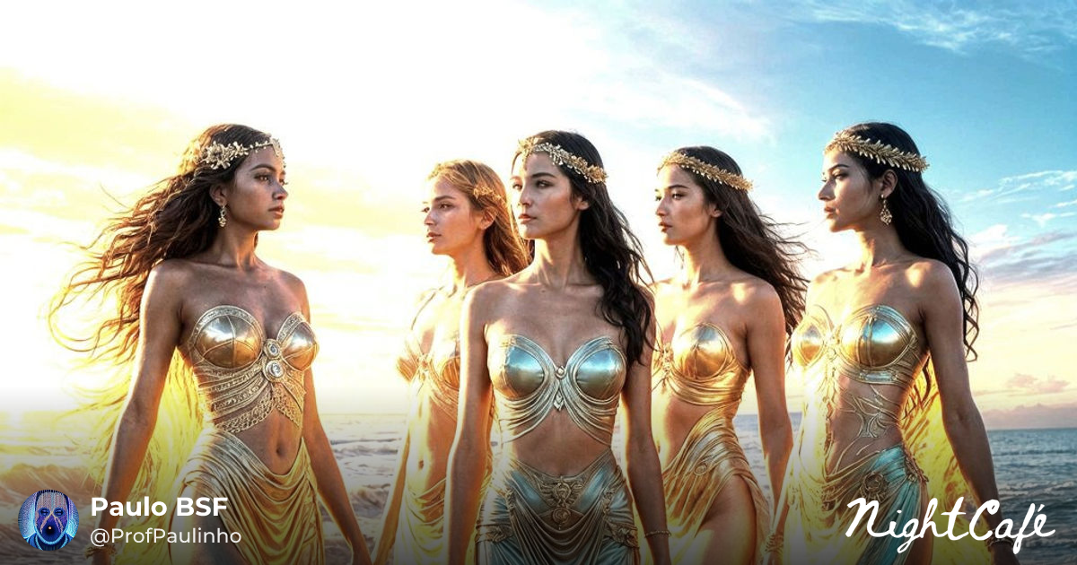 Goddesses on the Beach - Four Goddesses of the Elements on a...