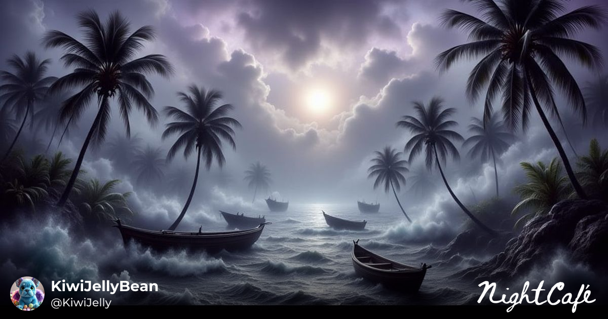 Monsoon. - Epic Monsoon Landscape in Gritty Antique Watercol...