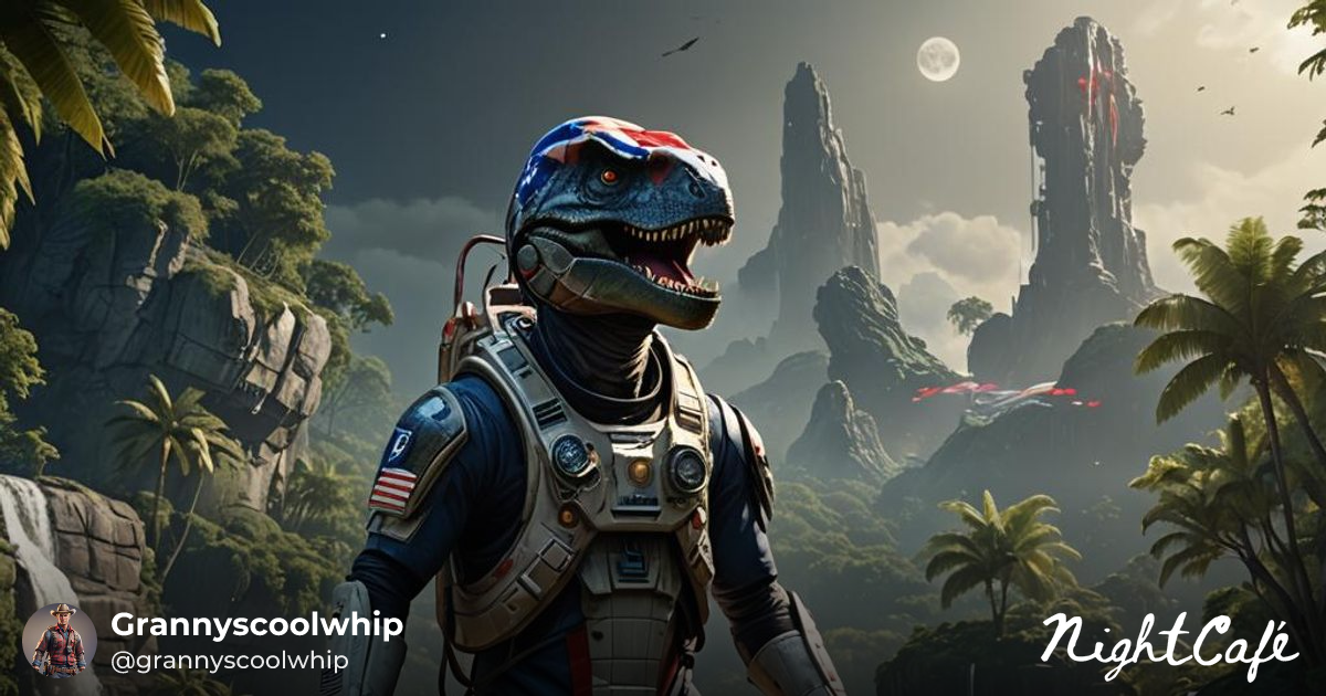 Space raptor at Jurassic moon base - Raptor Astronaut on Jur...