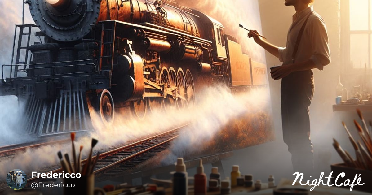 A steam locomotive - Steam Locomotive Emerges From Canvas i...