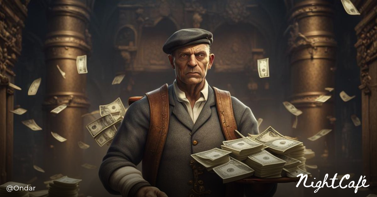 Dustman Holding Money: Detailed Matte Painting - AI Art