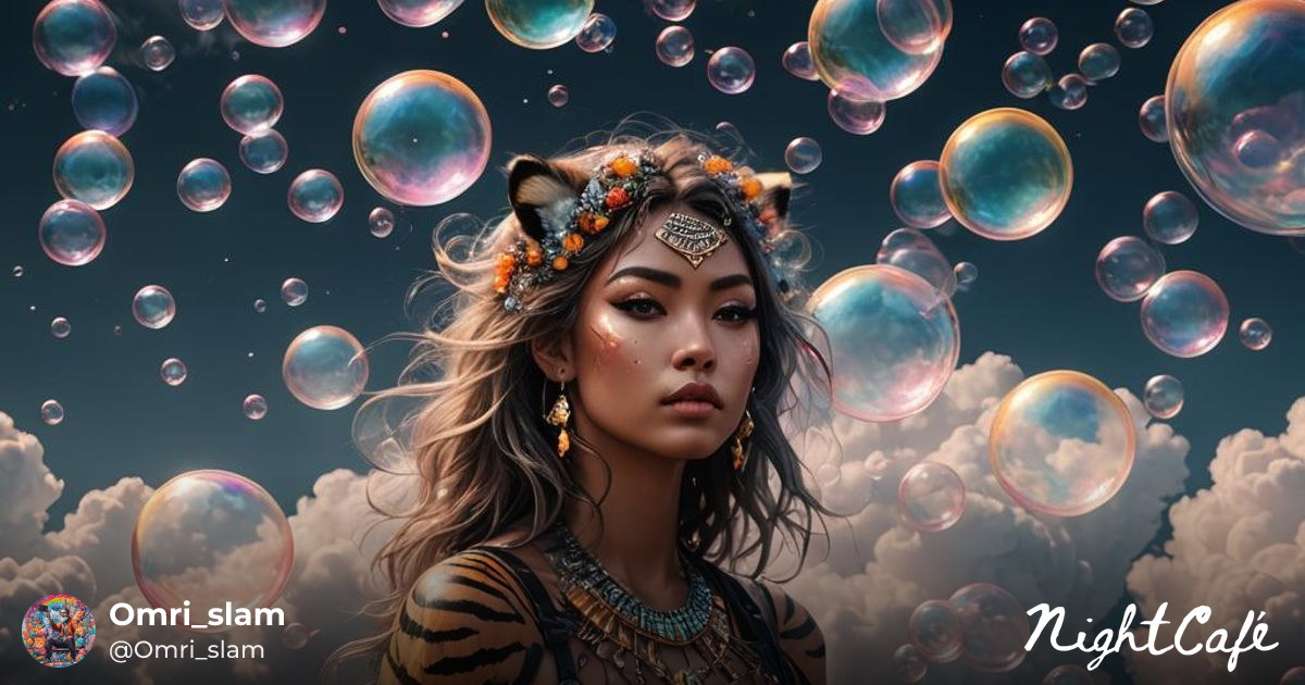 Bubble gum - Biopunk Tiger Bubbles Fly at Moonrise