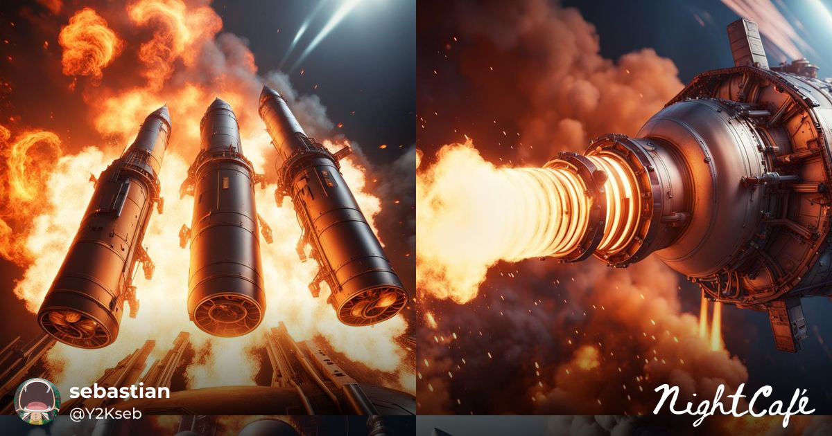 Dramatic Rocket Engine Flames at Launch - AI Art