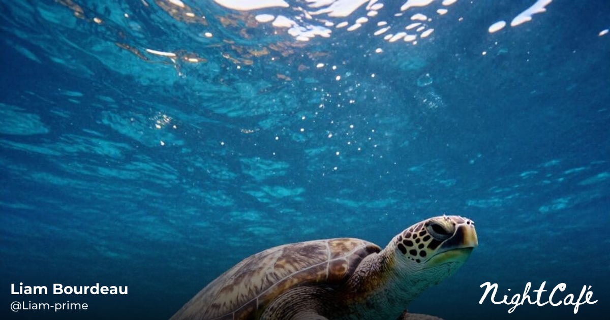 turtle in his aquarium - Majestic Sea Turtle in Sun-Dappled ...
