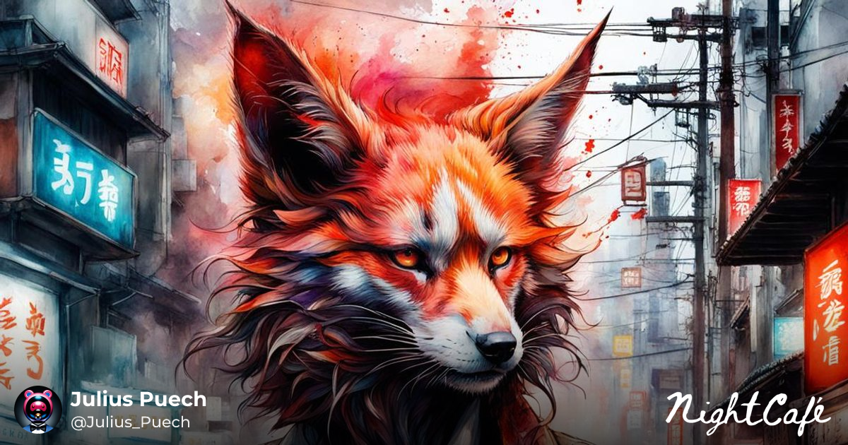 Kitsune - Macabre Cronenberg Monster in Neon Tokyo Art Styl...