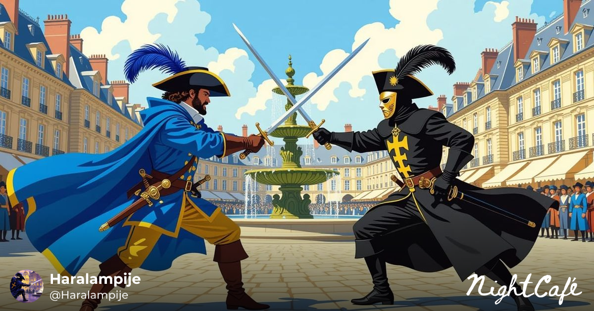 Musketeer and Cardinal Guard Duel in Paris - AI Art