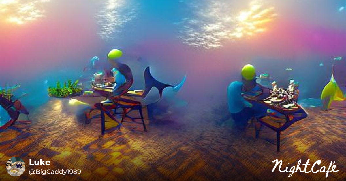 Shark and Scuba Diver Play Chess Underwater - AI Art