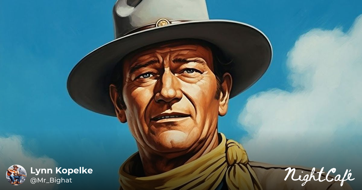 The Duke says ... - John Wayne Realistic Oil Painting with C...