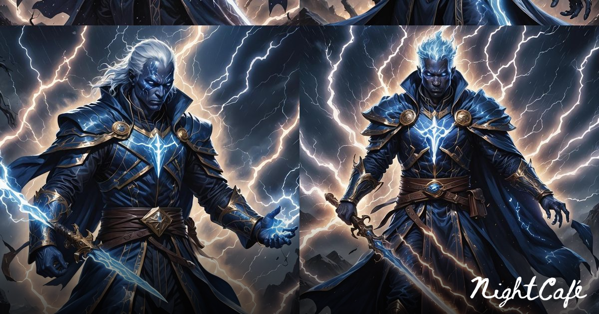 Astral Storm Mage with Lightning Sword - AI Art