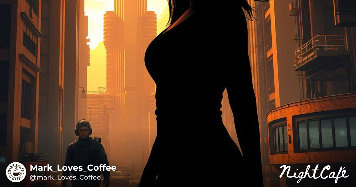 Sun Sets in the City - Cyberpunk Cityscape at Dusk