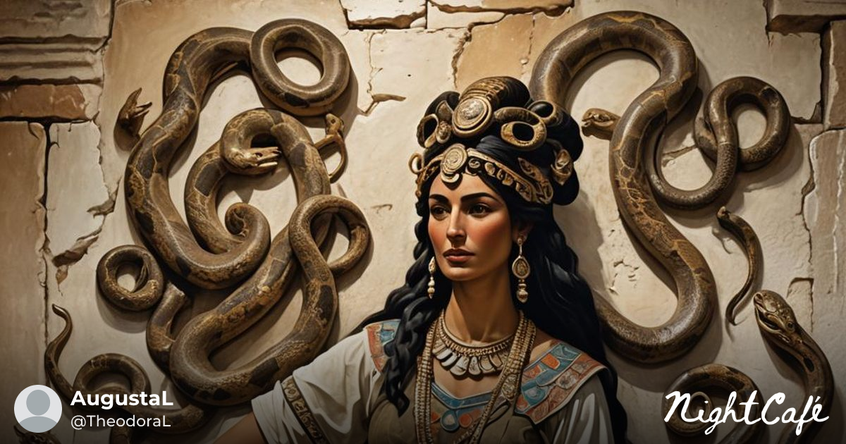 Minoan Snake Goddess in Detailed Matte Painting - AI Art