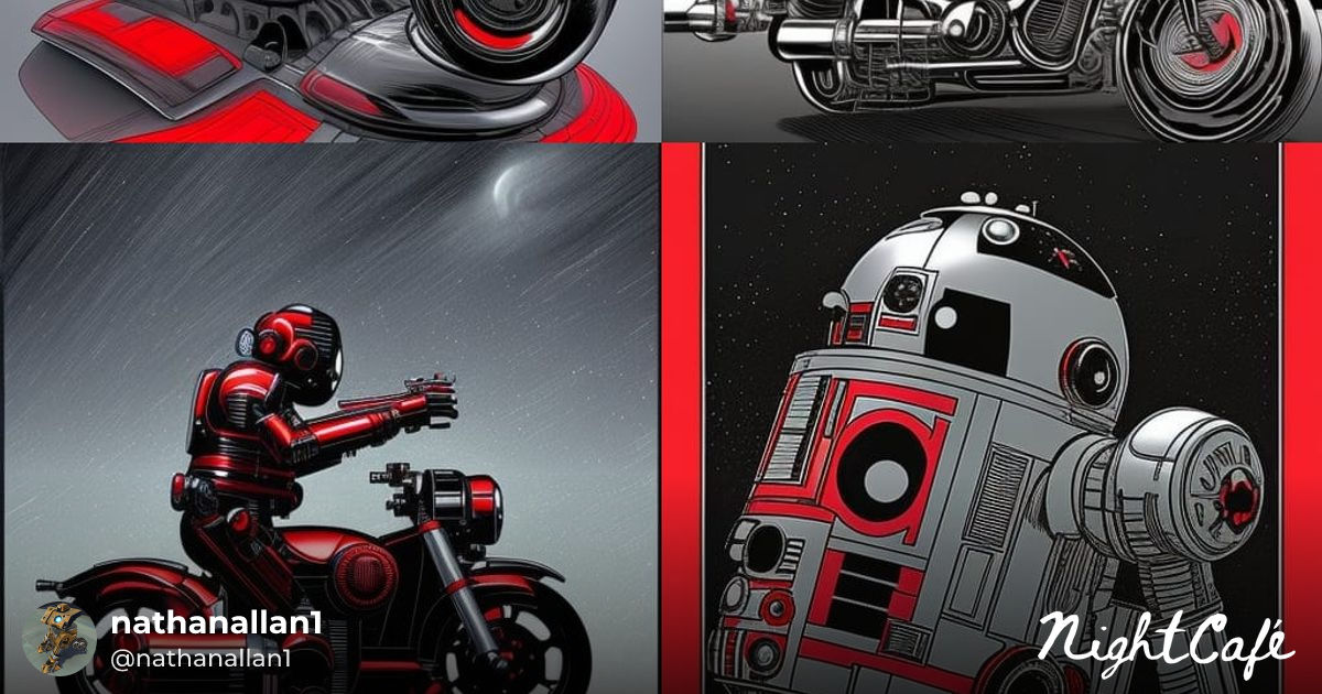 Astromech Droid Motorcycle in Comic Book Style - AI Art