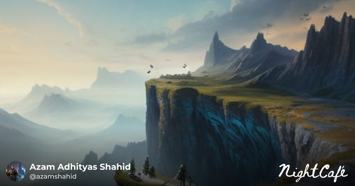 study - Fantasy Knight on Cliff Overlooking Dragon