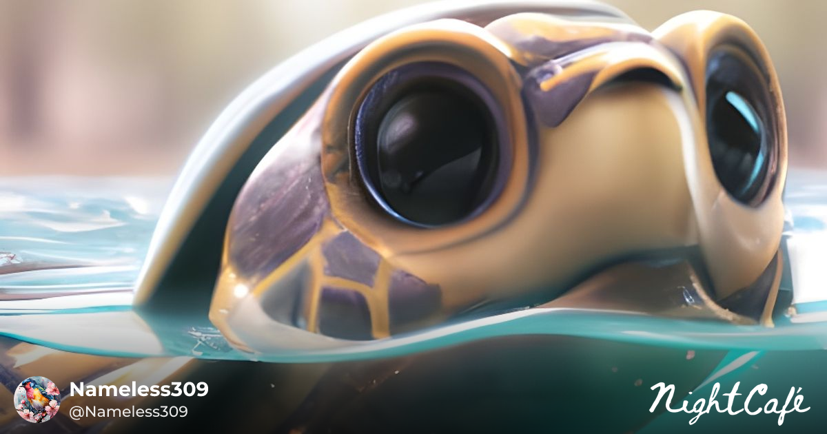 Hello! 🐢 - Cute Chibi Turtle in Studio Ghibli Style