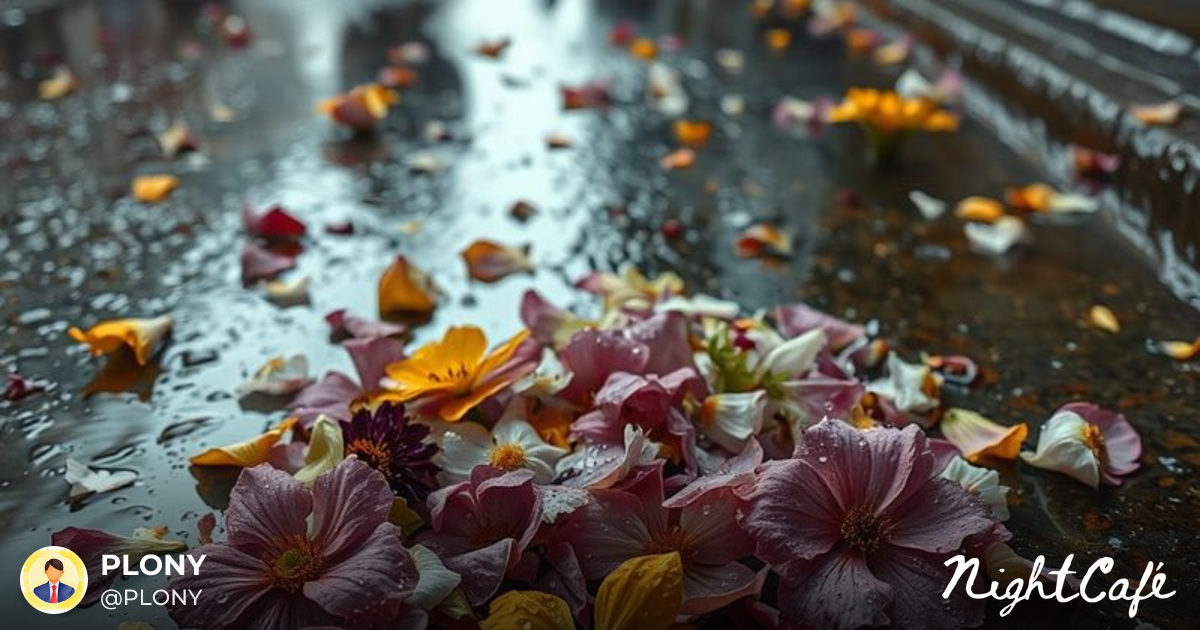 פרחים מעוכים על הכביש - Crushed Flowers on Wet Street in Imp...