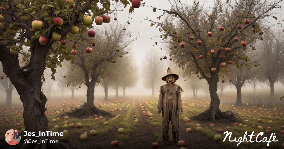 The Apple Orchard - Spooky Scarecrow Guards Apple Orchard at...