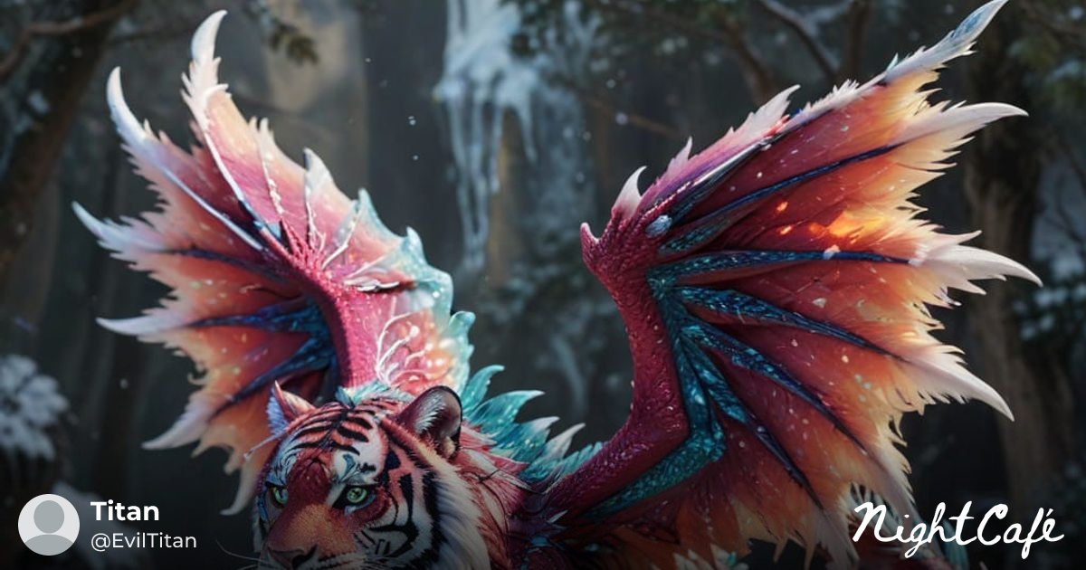 Vibrant Tiger-Dragon Hybrid with Ruby Gem Scales a... - AI Art