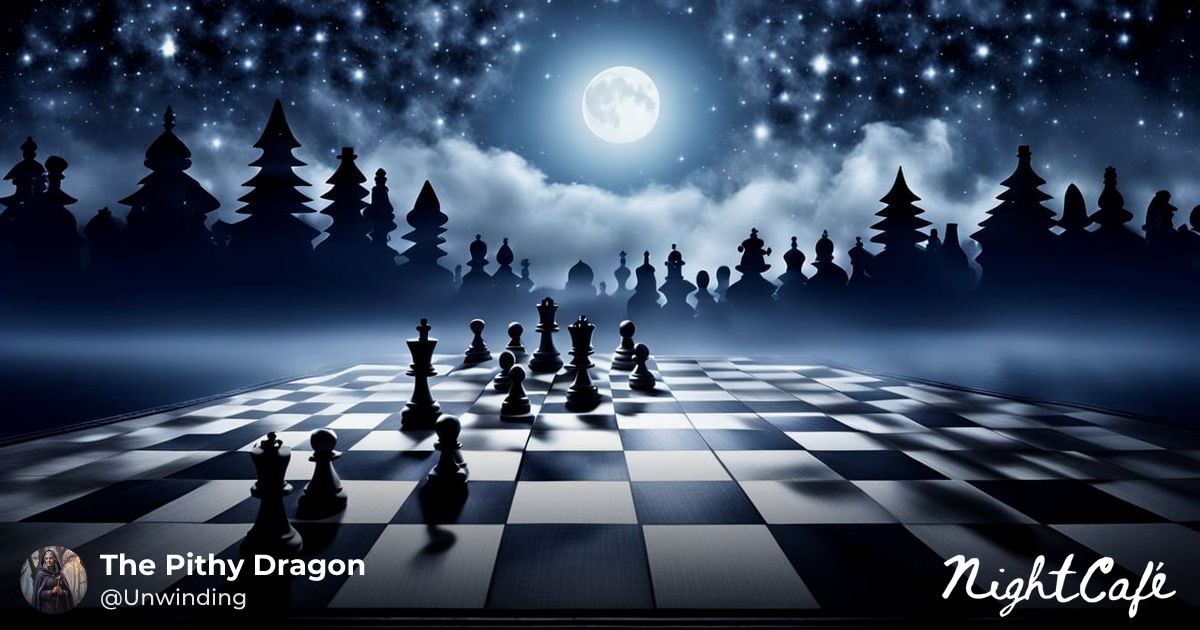 Chess by Moonlight - Ethereal Chessboard Under Starry Moonli...