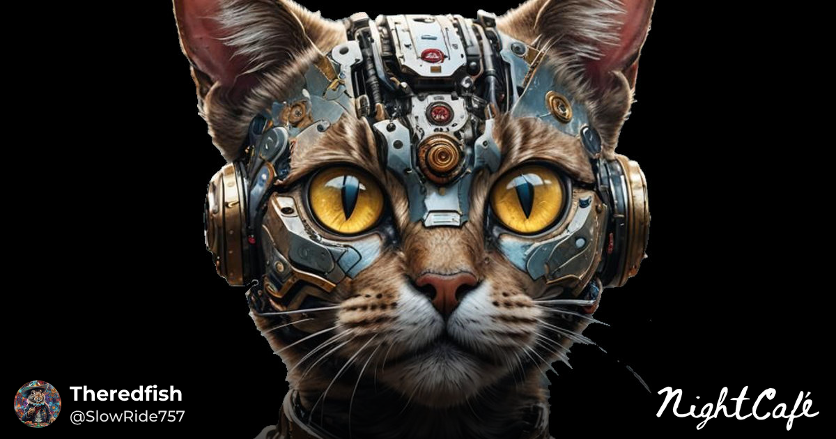 Portrait of a Cyborg cat - Cyborg Cat Portrait in Detailed ...
