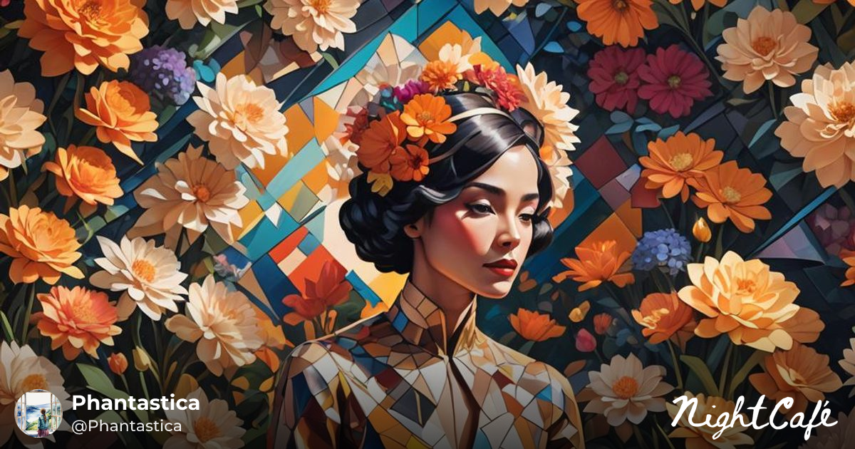 Cubism and Flowers Portrait
