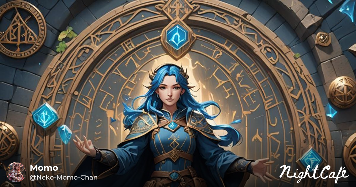 Anime Wizard Girl with Magic Runes - AI Art