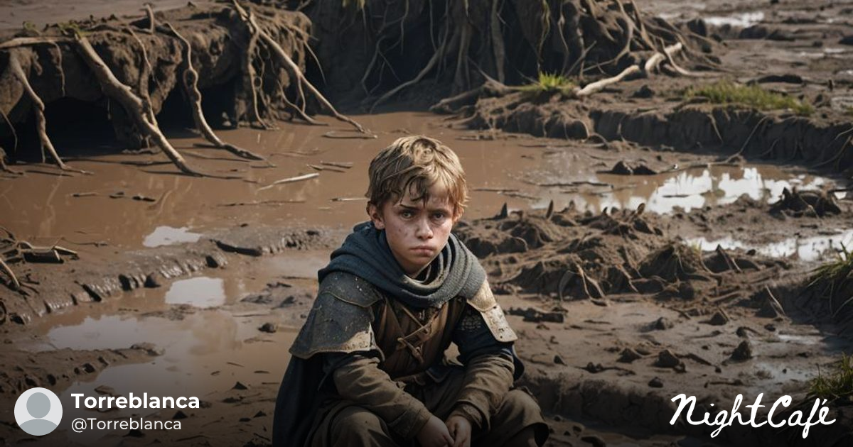 LOST HIM HOUSE - Sad Medieval Child in Mud: Detailed Matte P...