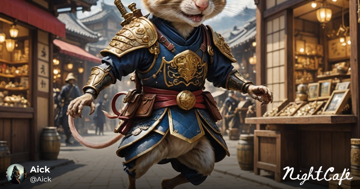 Anthropomorphic Jerboa Samurai Leaping in Jeweler'... - AI Art