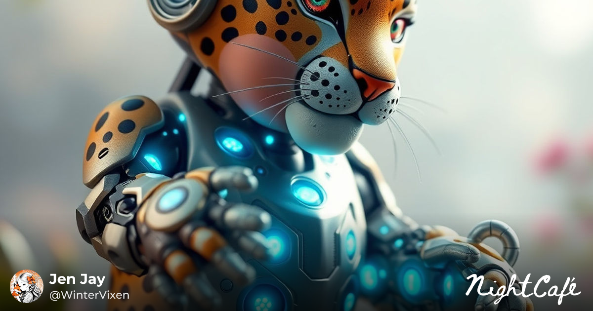 Robot Leopard Toy in Ethereal Fantasy Style - AI Art