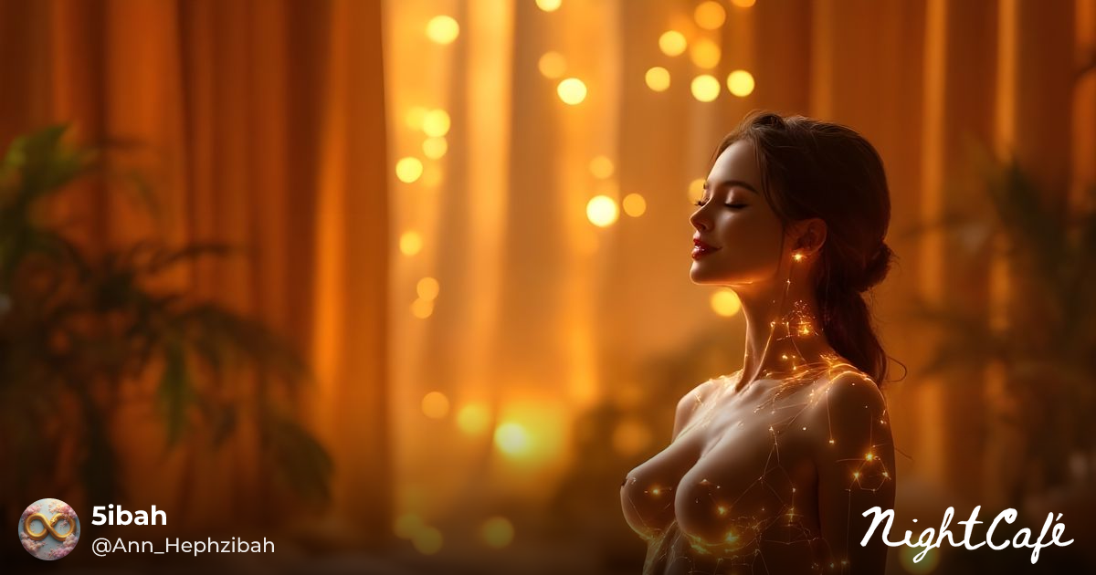 AI glow - Luminous AI Woman in Warmly Lit, Surreal Room