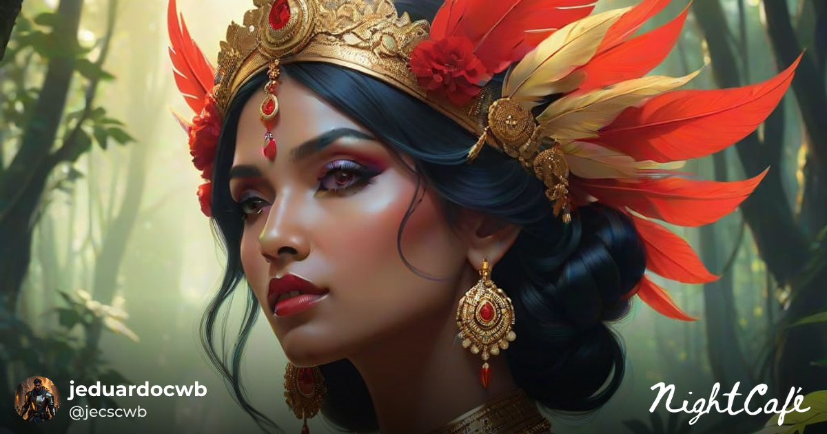 Ethereal Indian Goddess in Mystical Forest - AI Art