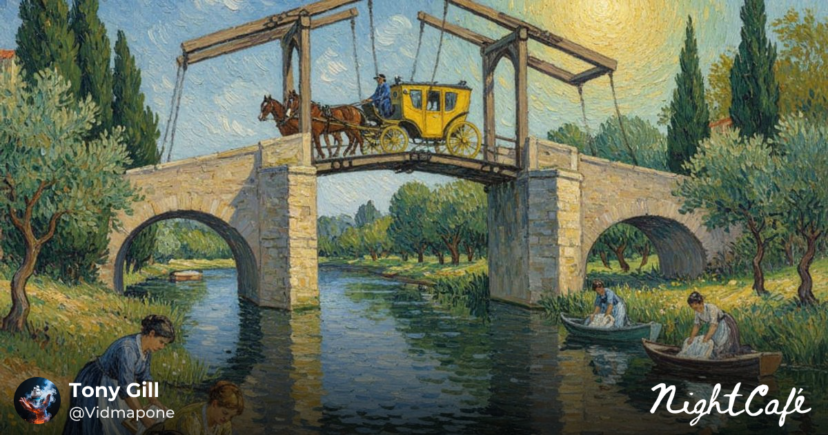 Impressionist Spring Canal Scene with Women and Ca... - AI Art