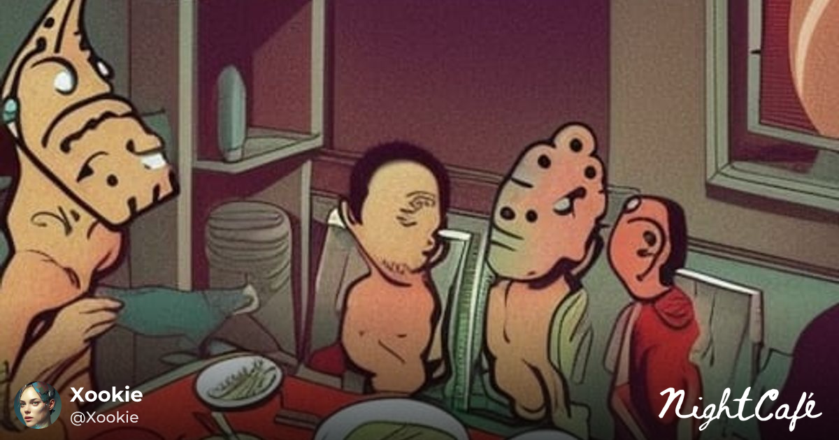 Space Aliens' Last Supper: A Sci-Fi Horror Feast - AI Art