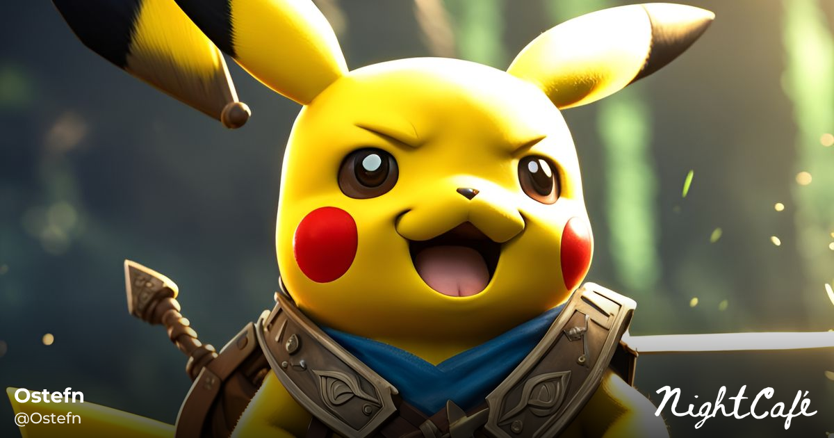 Pikachu Warrior as Link, 3D Game Art - AI Art