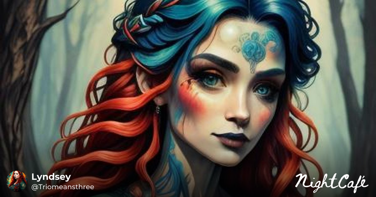 Punk Goth Merida in Enchanted Forest, Digital Art - AI Art