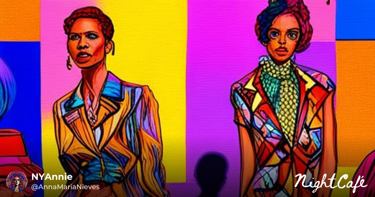 Geometric Fashion Models in Retro Harlem Renaissan... - AI Art