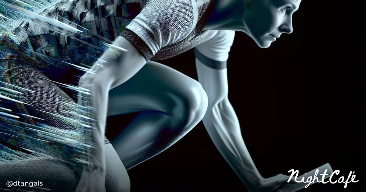 Infrared View of Sprinter Ready for Olympic Race - AI Art